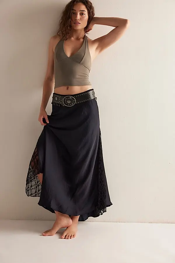 Free People Satin Half Slip With Lace Detailing