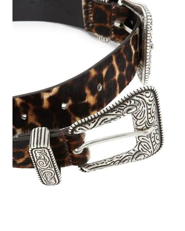 The Kooples Leopard Print Western Belt with Ornate Silver Buckle BKE Leopard Glitz Belt - Women main image 4