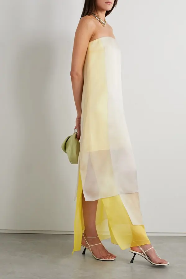 chinese dress ladies Pleated Mix Media Maxi Dress  English Factory