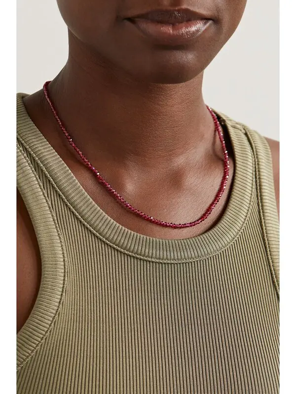 Jia Jia Net Sustain Birthstone 14-karat Gold Beaded Necklace - Blue