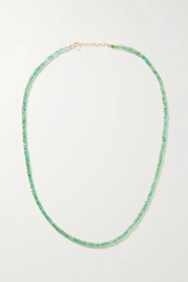 Jia Jia Net Sustain Birthstone 14-karat Gold Beaded Necklace - Blue