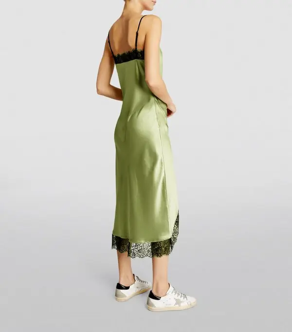 Allsaints Satin Lace-Detail Praia Dress In Green - 42% Off | Editorialist