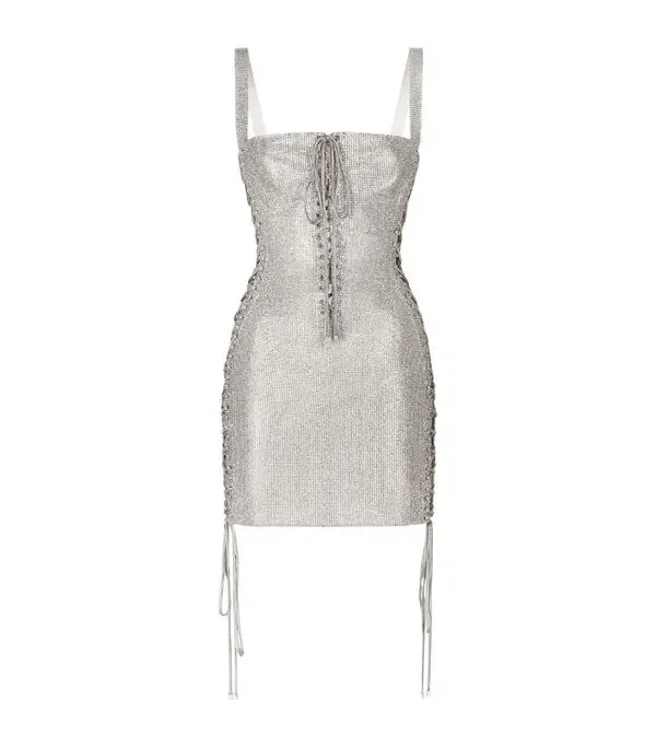 Dolce & Gabbana Kim Embellished Lace-Up Mini Dress - Multi | Editorialist