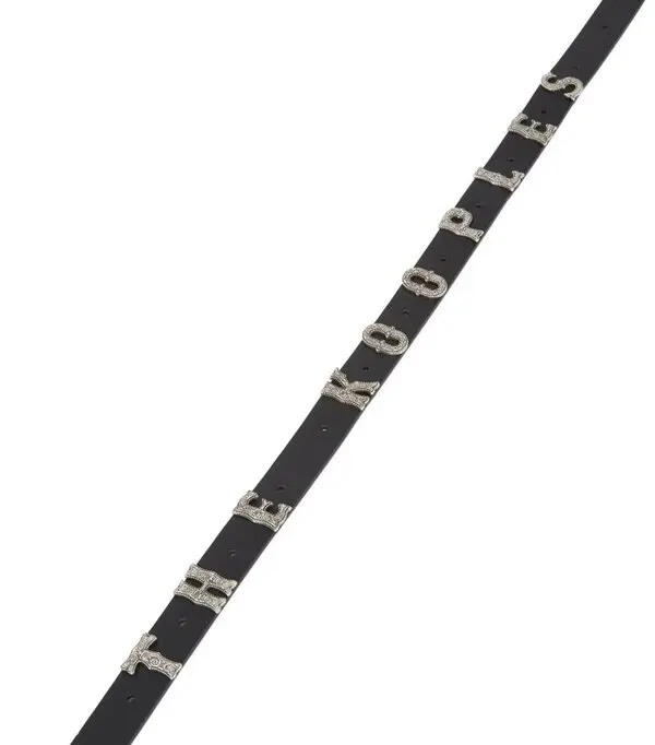 The Kooples Leather Logo-Plaque Belt - Black | Editorialist display picture 2