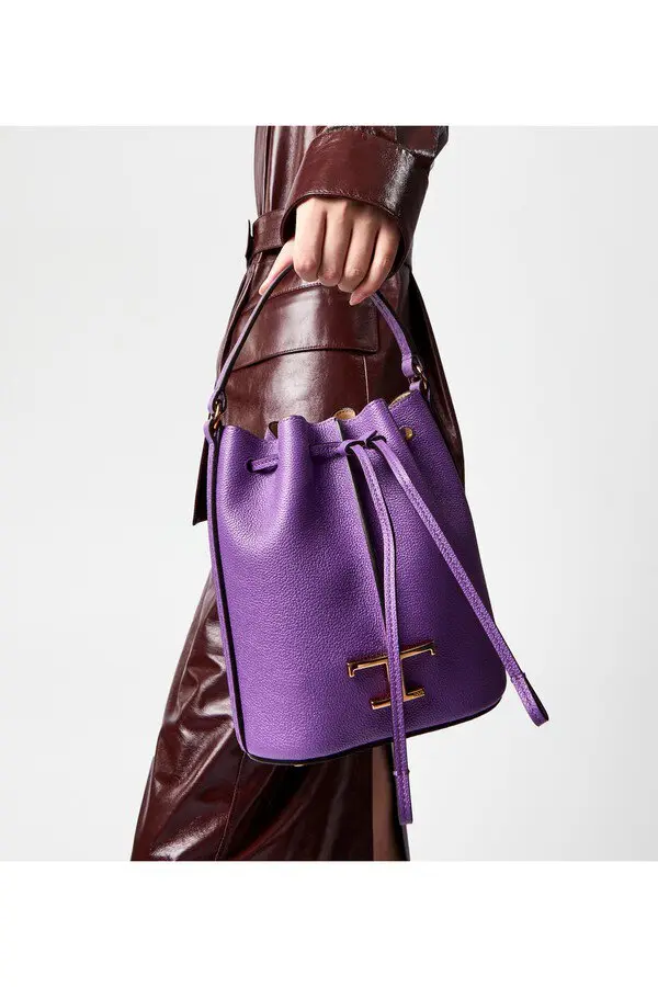 TOD'S T Timeless Bucket Bag In Leather Micro