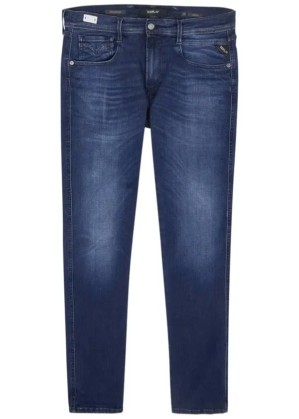 REPLAY Anbass Hyperflex Slim-leg Jeans - Dark Blue