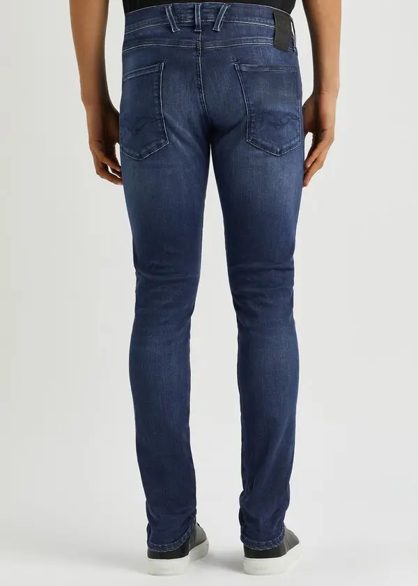REPLAY Anbass Hyperflex Slim-leg Jeans - Dark Blue