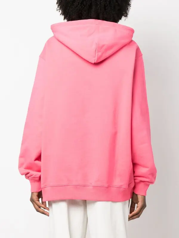 MSGM Graphic-print Cotton Hoodie - Pink