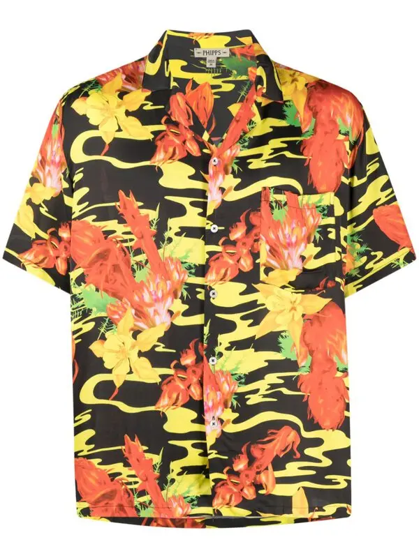 PHIPPS Floral-print Bowling Shirt