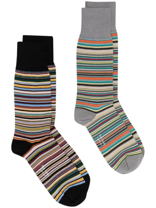 Paul Smith Two-pack Striped Socks - Black