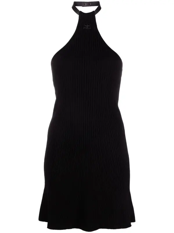 COURREGES Ribbed-knit Halterneck Mini Dress