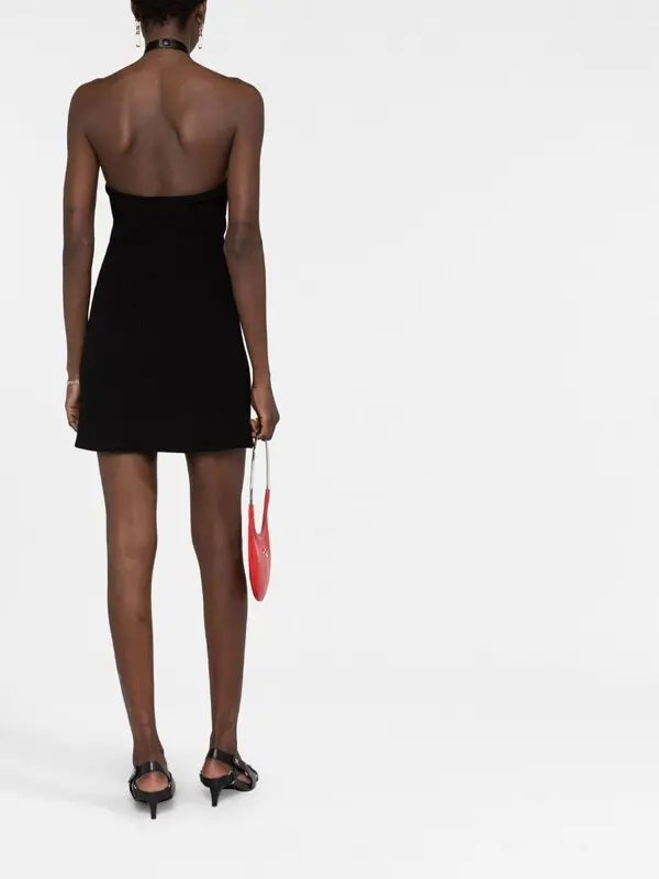 COURREGES Ribbed-knit Halterneck Mini Dress