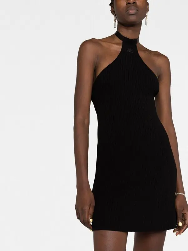 COURREGES Ribbed-knit Halterneck Mini Dress