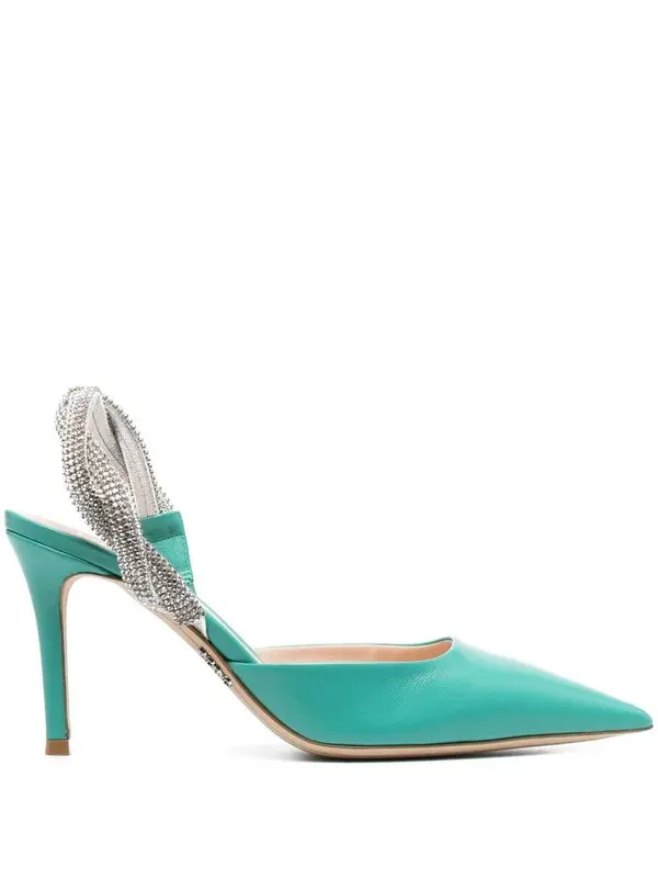 Rodo 95mm Crystal-embellished Leather Pumps - Green
