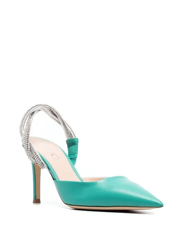 Rodo 95mm Crystal-embellished Leather Pumps - Green
