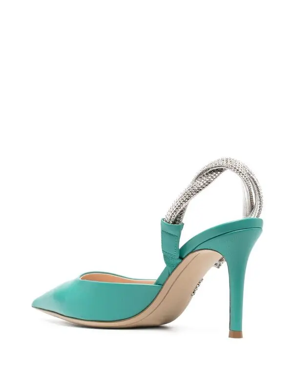 Rodo 95mm Crystal-embellished Leather Pumps - Green