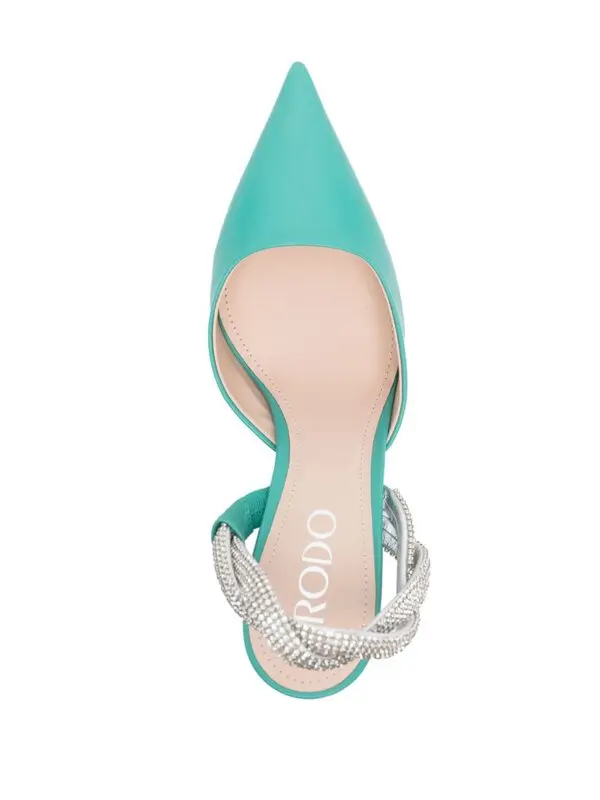 Rodo 95mm Crystal-embellished Leather Pumps - Green