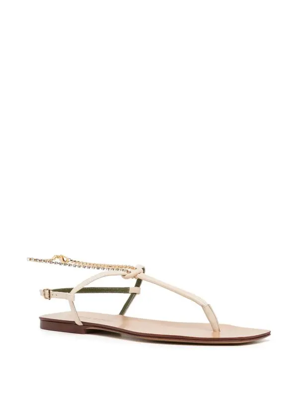 MARIA LUCA Chain-link Leather Sandals - Neutrals