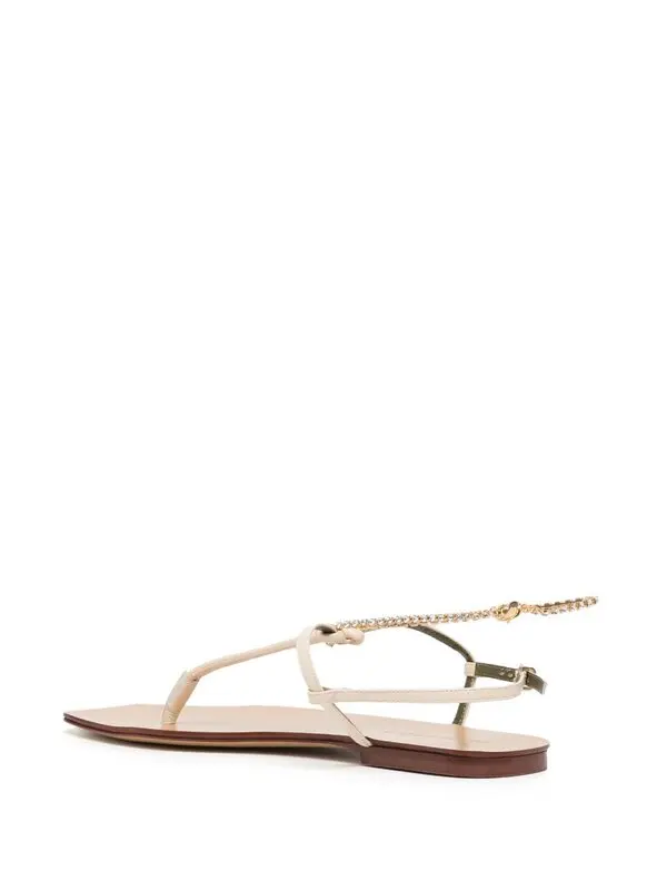 MARIA LUCA Chain-link Leather Sandals - Neutrals