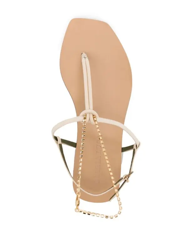 MARIA LUCA Chain-link Leather Sandals - Neutrals