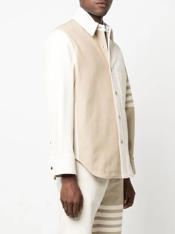 Thom Browne 4-bar Patchwork Denim Shirt - Neutrals