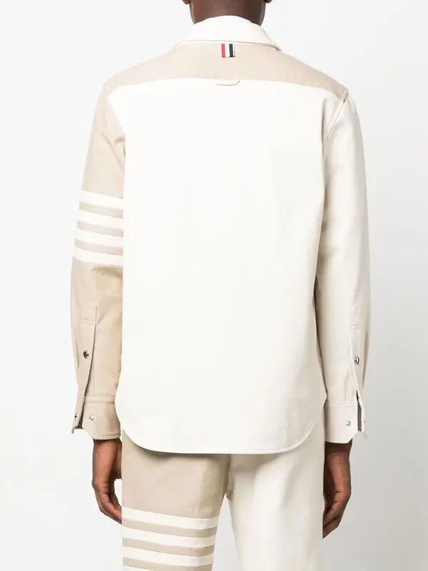 Thom Browne 4-bar Patchwork Denim Shirt - Neutrals