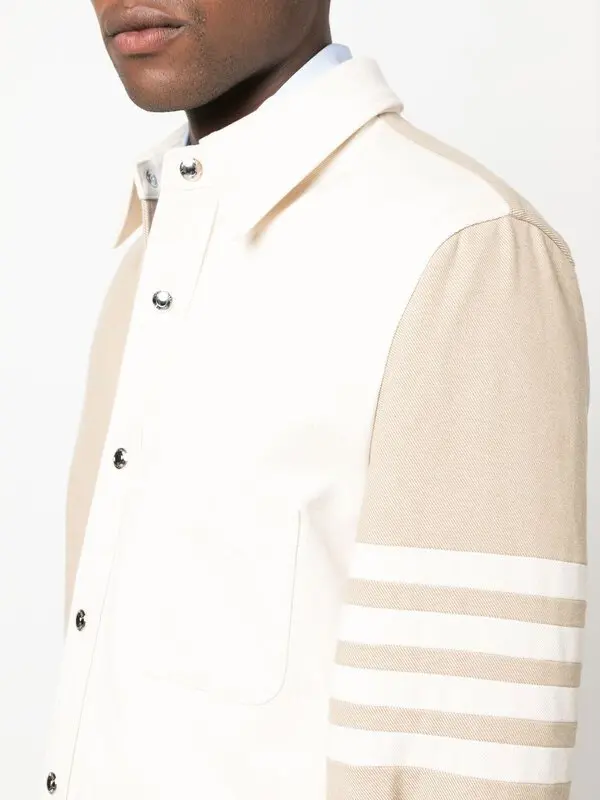 Thom Browne 4-bar Patchwork Denim Shirt - Neutrals