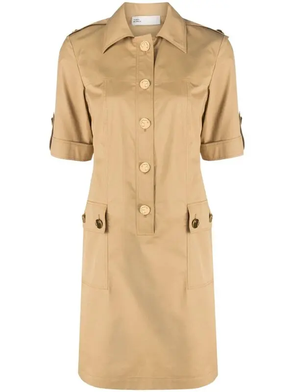 Tory Burch Camp Mini Shirt Dress - Neutrals