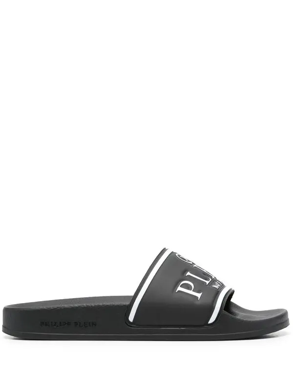 Philipp Plein Logo Print Slides - Black