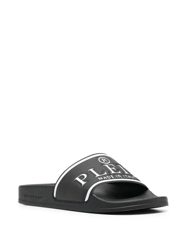 Philipp Plein Logo Print Slides - Black