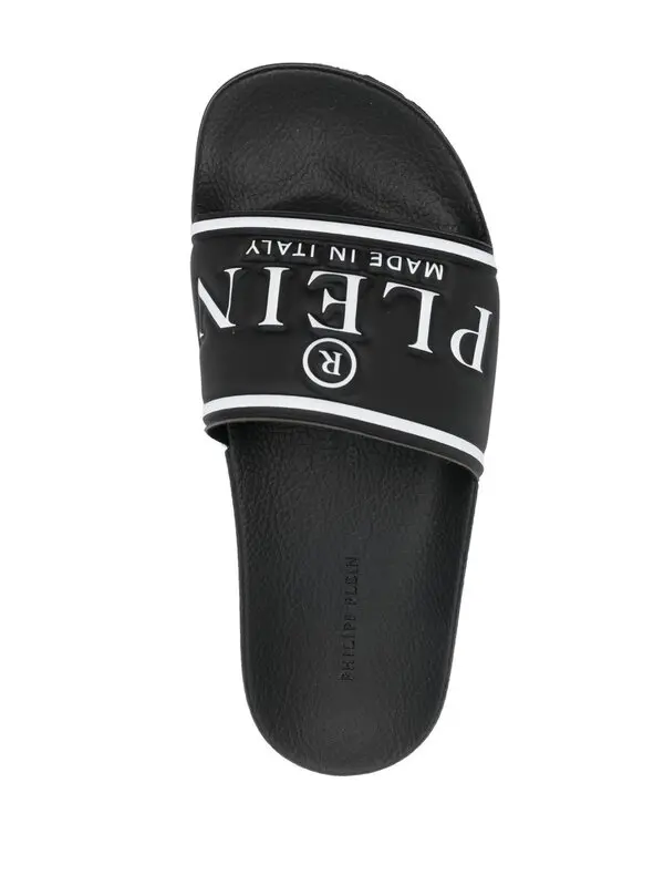 Philipp Plein Logo Print Slides - Black