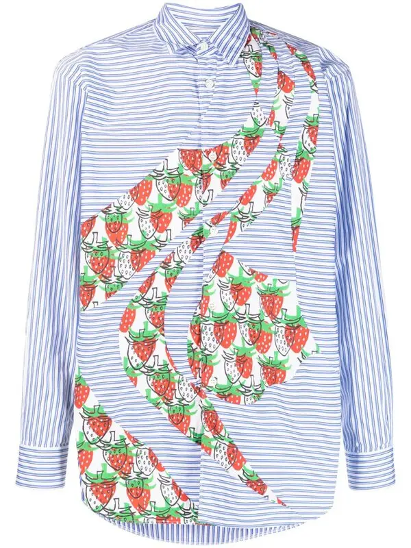Comme Des Garçons Graphic-print Cotton Shirt - Blue