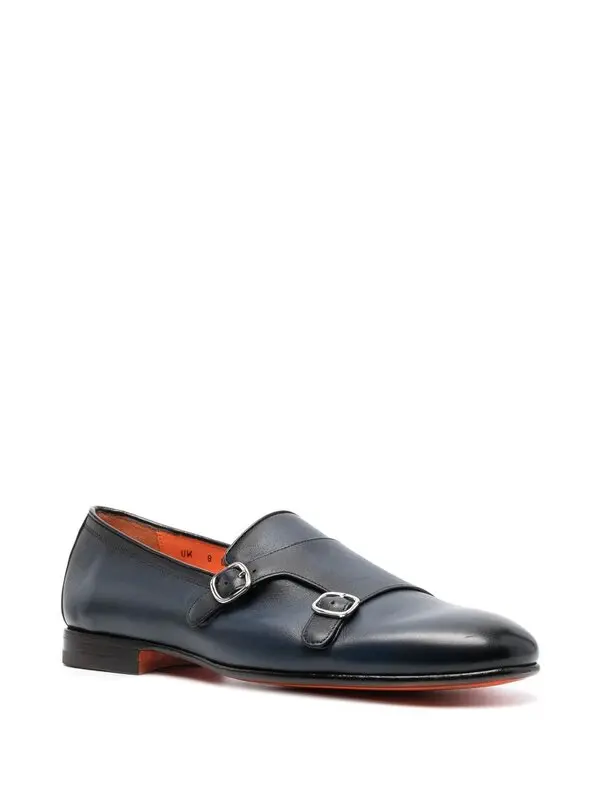 Santoni Double-buckle Leather Loafers