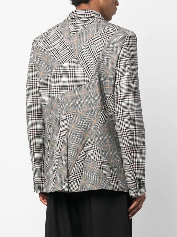 Comme Des Garçons Patchwork Detailing Checked Blazer - Neutrals