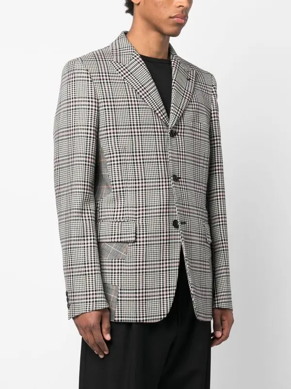Comme Des Garçons Patchwork Detailing Checked Blazer - Neutrals