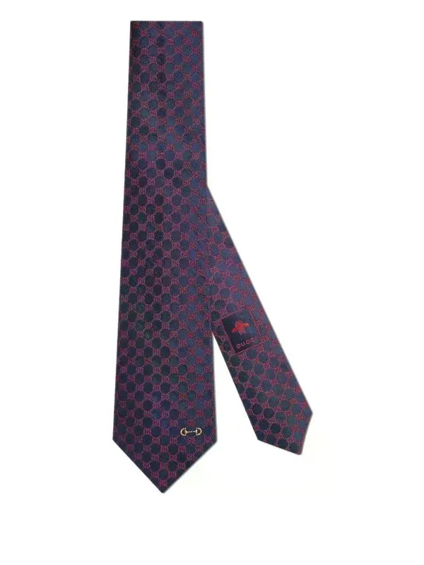 Gucci Gg Silk Jacquard Tie - Blue