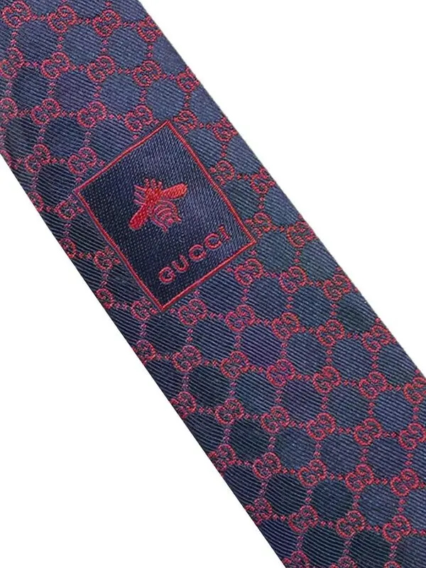 Gucci Gg Silk Jacquard Tie - Blue