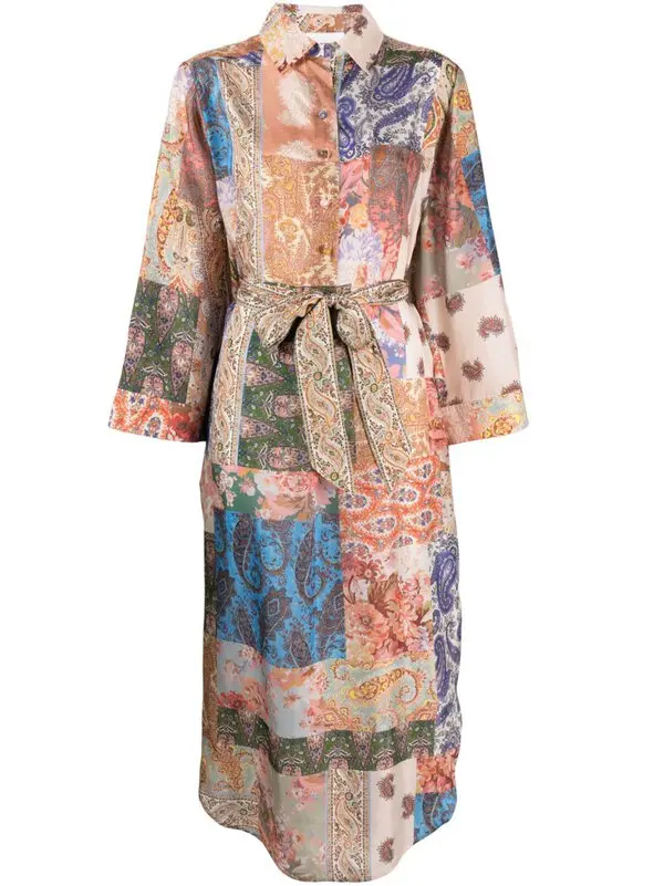Zimmermann Paisley-print Silk Shirtdress - Neutrals
