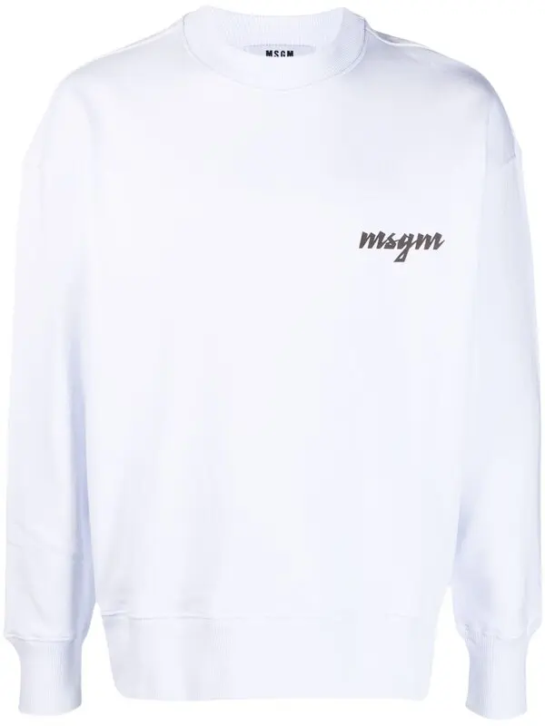 MSGM Logo-print Cotton Sweatshirt - White