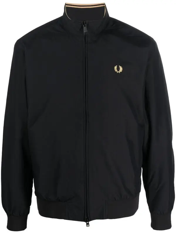 Fred Perry Logo-embroidered Zip-up Jacket - Black