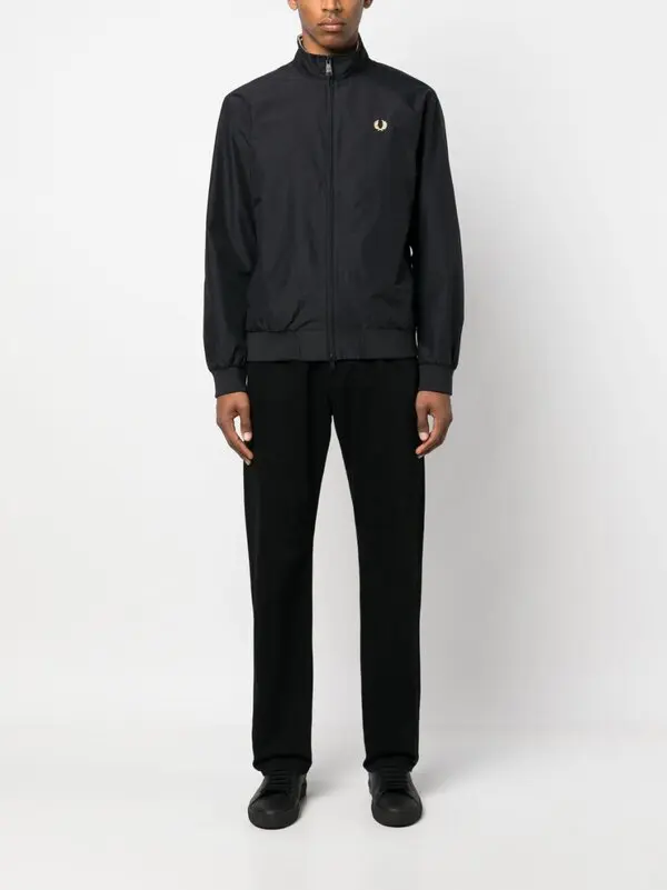 Fred Perry Logo-embroidered Zip-up Jacket - Black