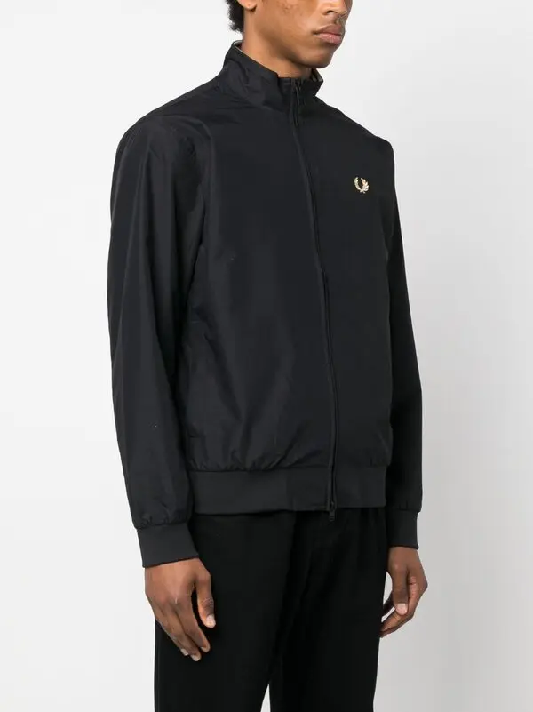 Fred Perry Logo-embroidered Zip-up Jacket - Black