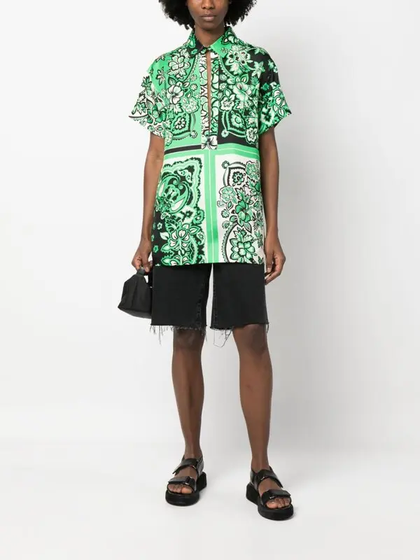 Red Valentino Botanical-print Silk Blouse