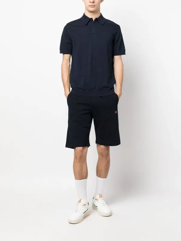 Paul & Shark Logo-patch Cotton Polo Shirt - Blue