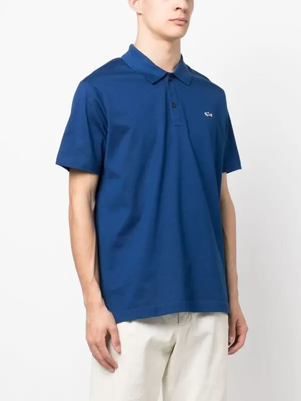 Paul & Shark Logo-patch Organic-cotton Polo Shirt - Blue