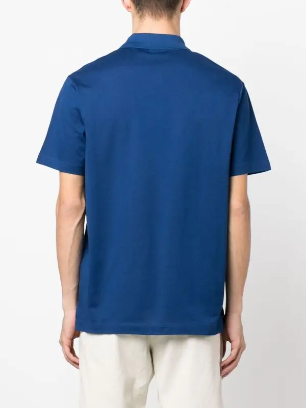 Paul & Shark Logo-patch Organic-cotton Polo Shirt - Blue