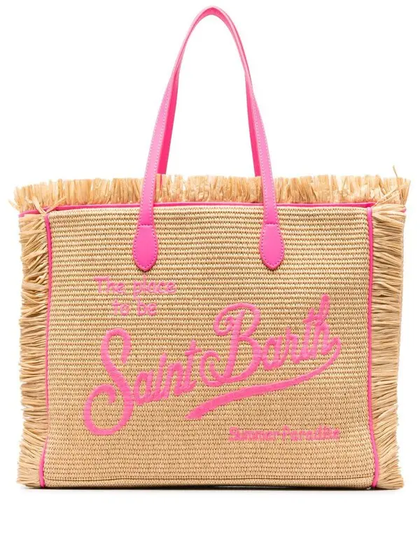 MC2 SAINT BARTH Vanity Logo-embroidered Woven Tote Bag