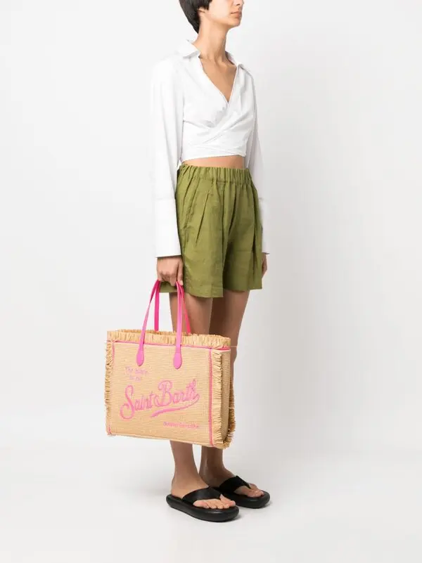 MC2 SAINT BARTH Vanity Logo-embroidered Woven Tote Bag