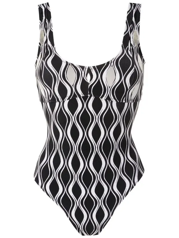 AMIR SLAMA Wave-print Swimsuit - Black