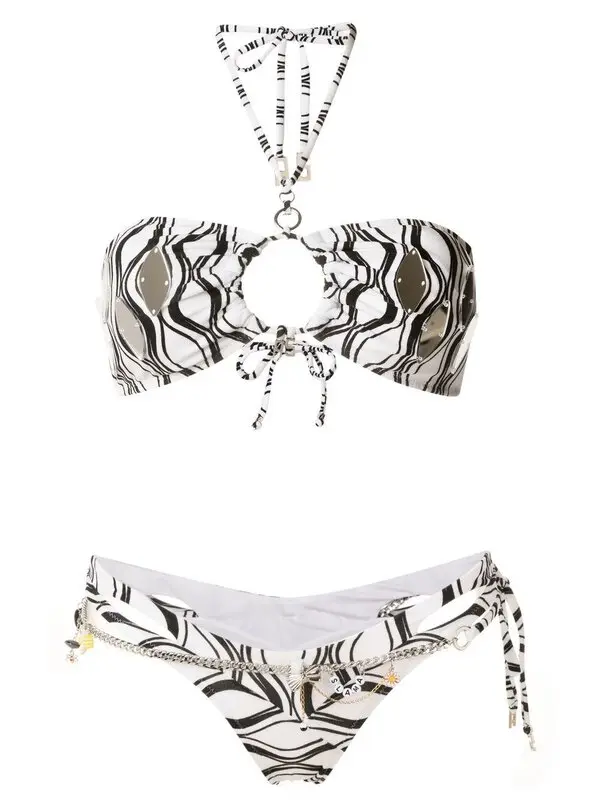 AMIR SLAMA Wave-print Bikini Set - White